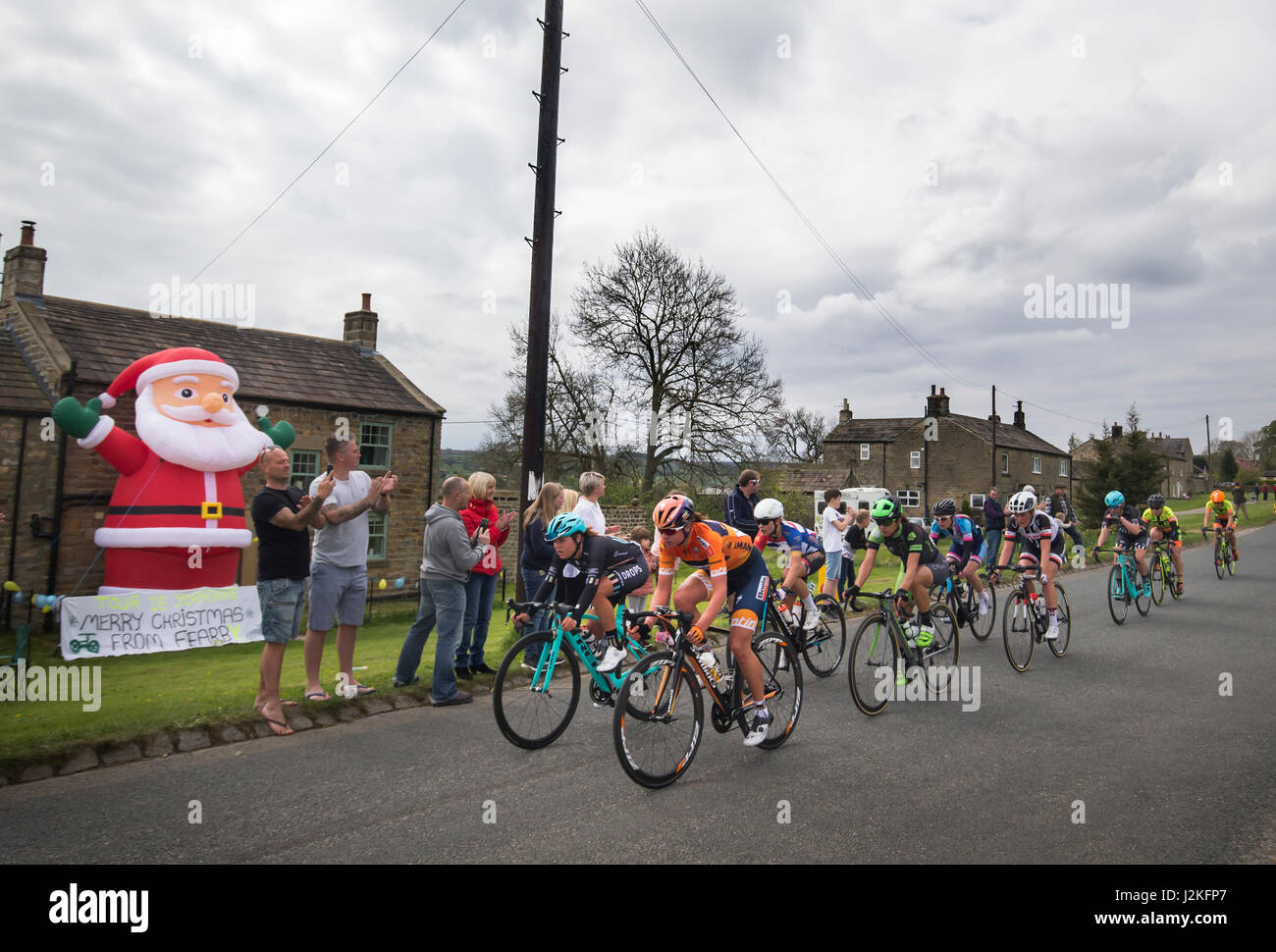 Competitors passes through Fearby during Woman's Race from Tadcaster to ...