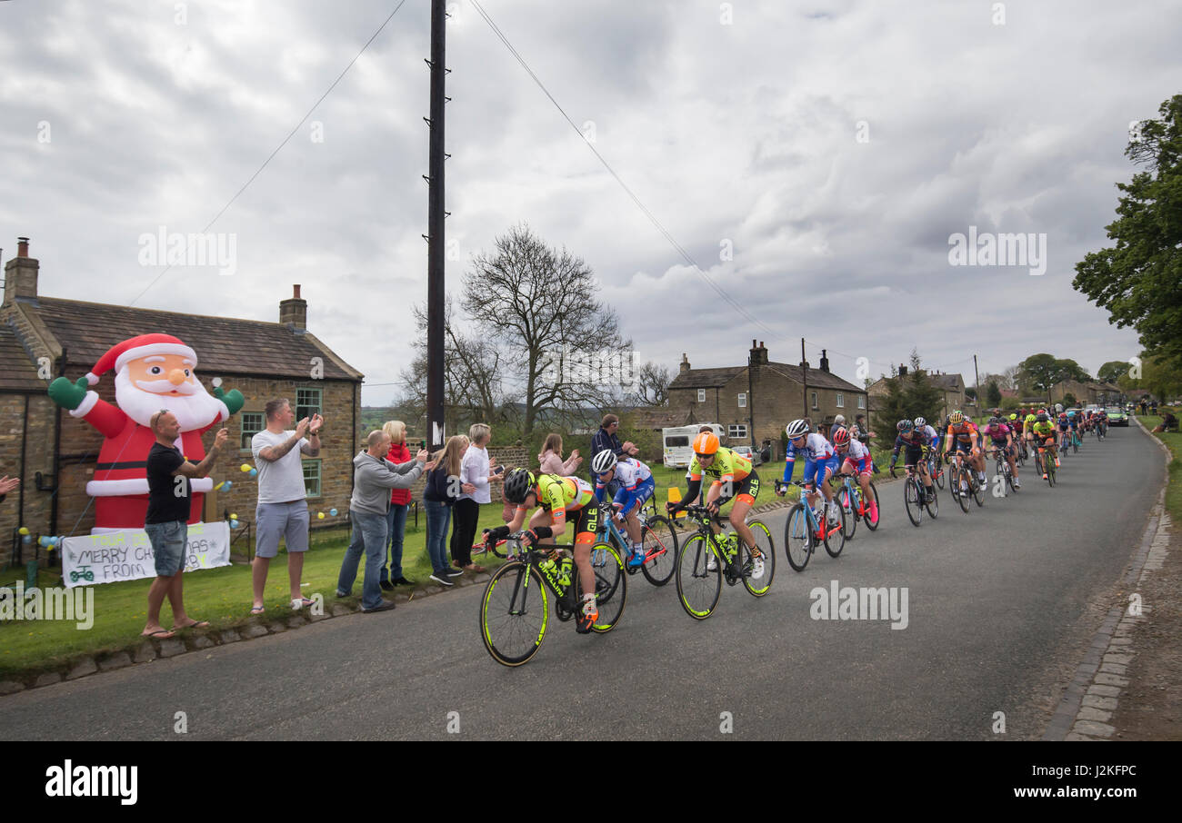 Competitors passes through Fearby during Woman's Race from Tadcaster to ...