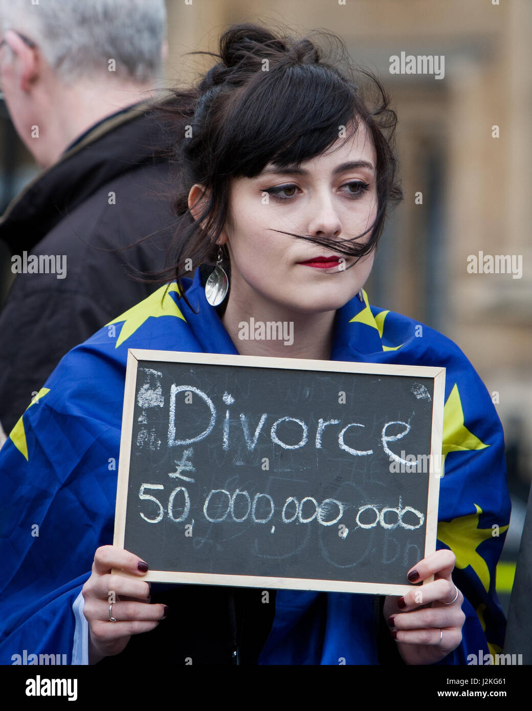 Anti Brexit supporters outside Parliament hold a Titanic themed article ...