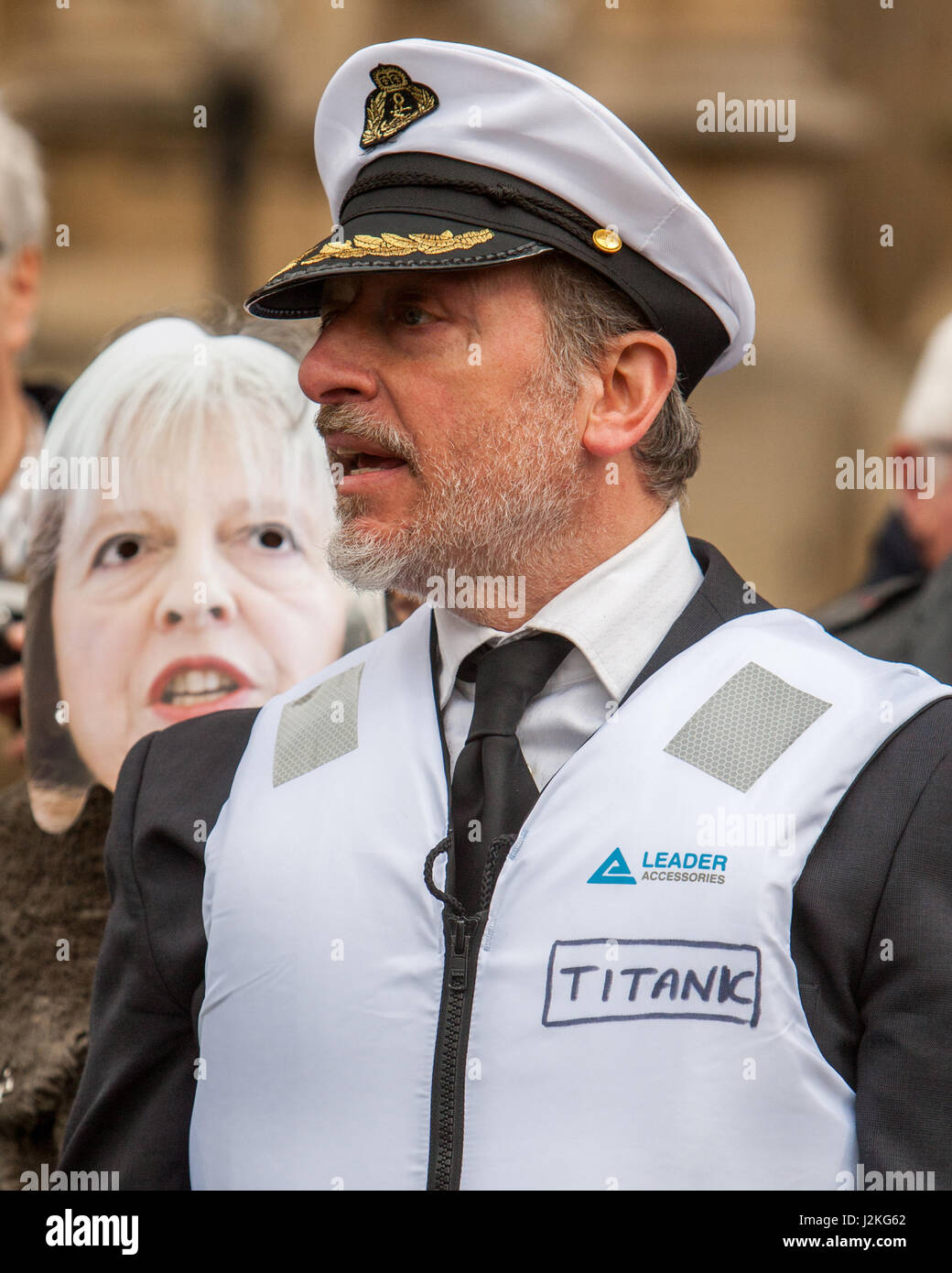 Anti Brexit supporters outside Parliament hold a Titanic themed article ...