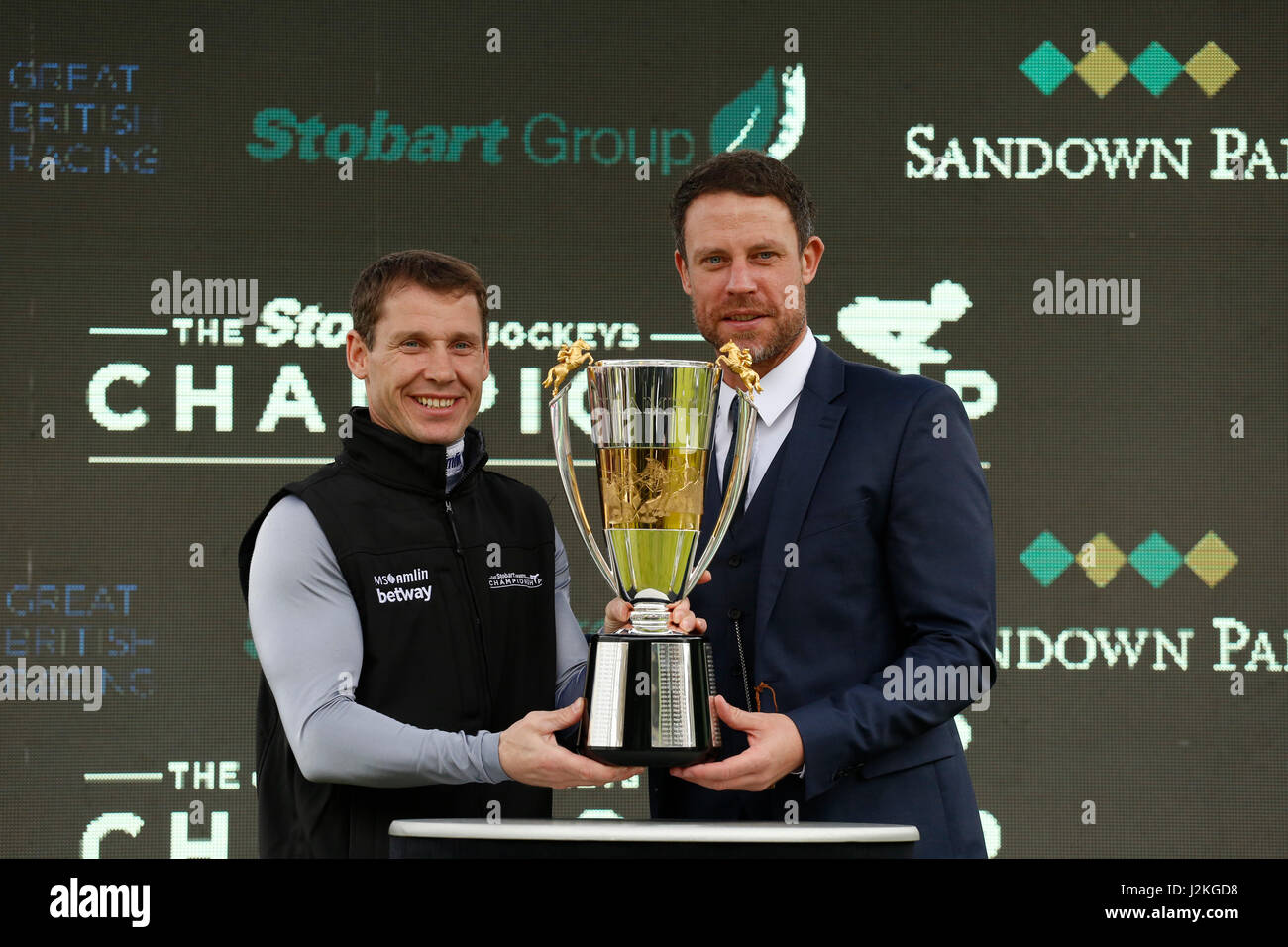 Richard Johnson is presented with the Champion National Hunt Jockey ...