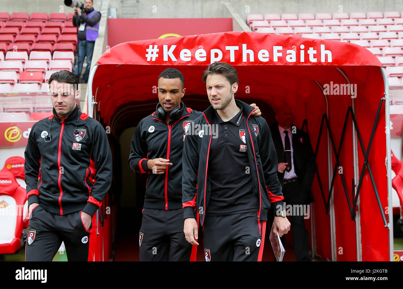 (left to right) AFC Bournemouth's Adam Smith, Junior Stanislas and ...