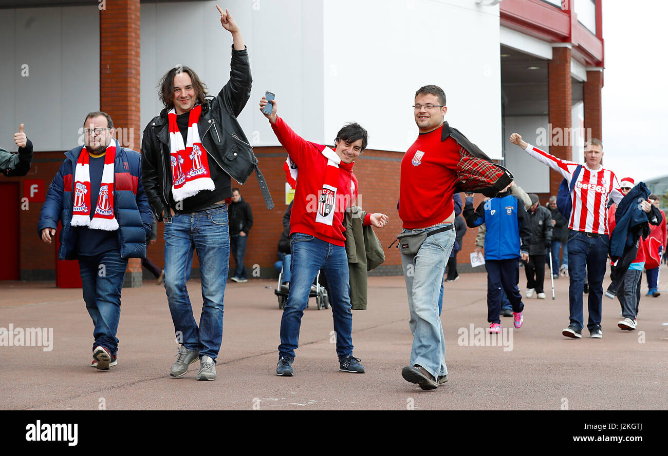 Stoke City fans arriving for the Premier League match at the bet365 ...