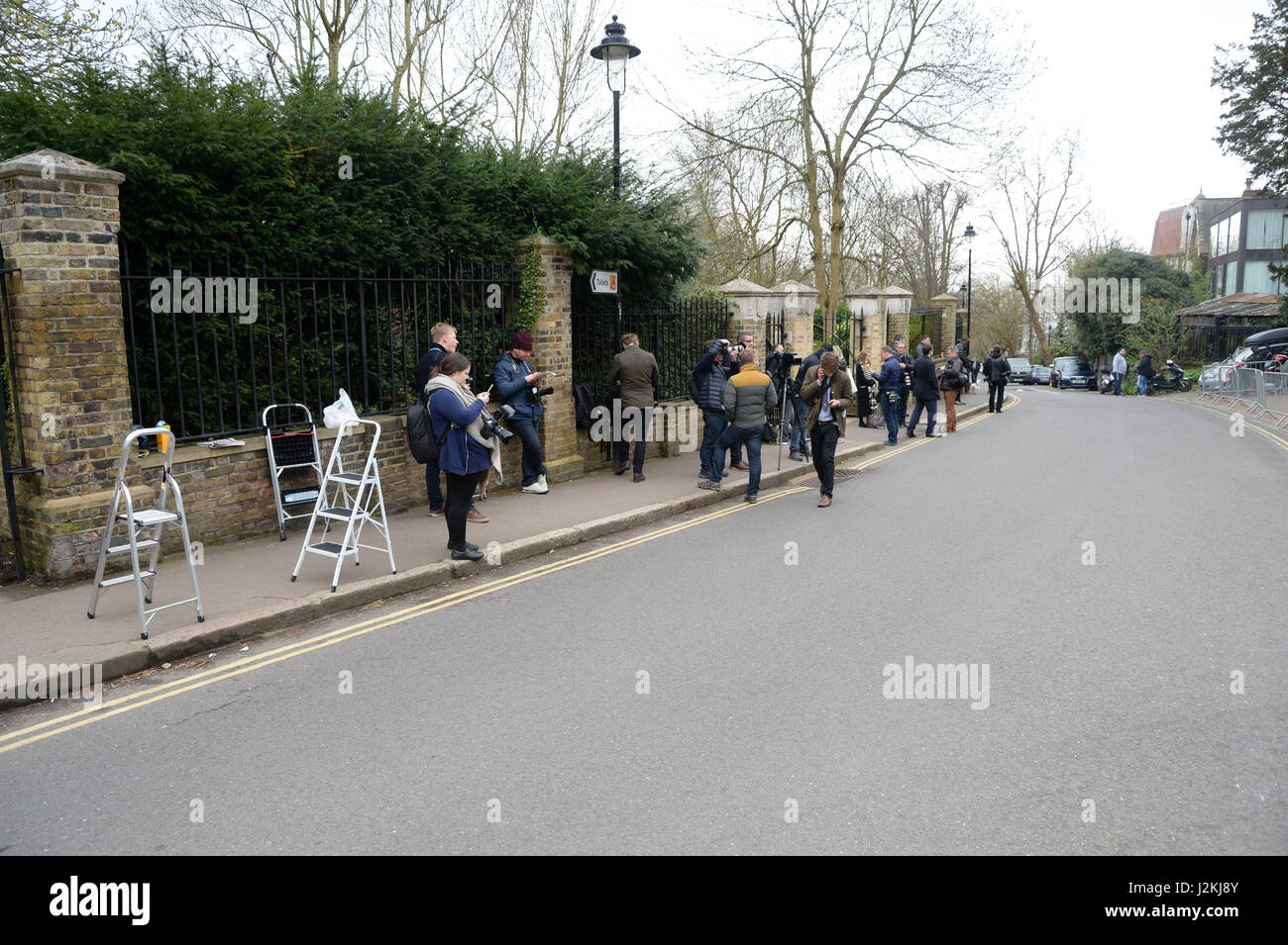Photographers and film crews outside Highgate Cemetery for George ...
