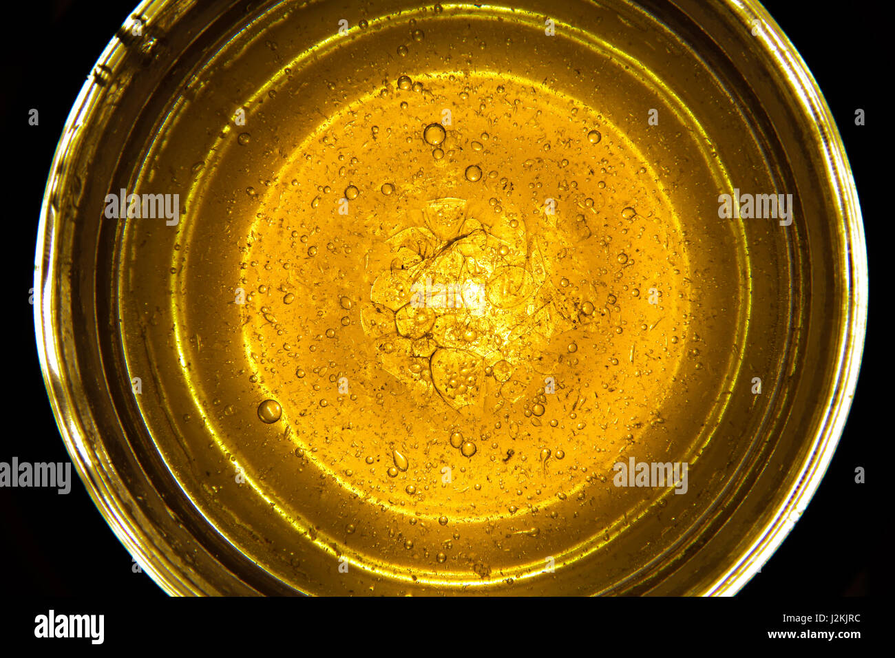 Oil in water produces interesting structures and bubbles. Motion and ...
