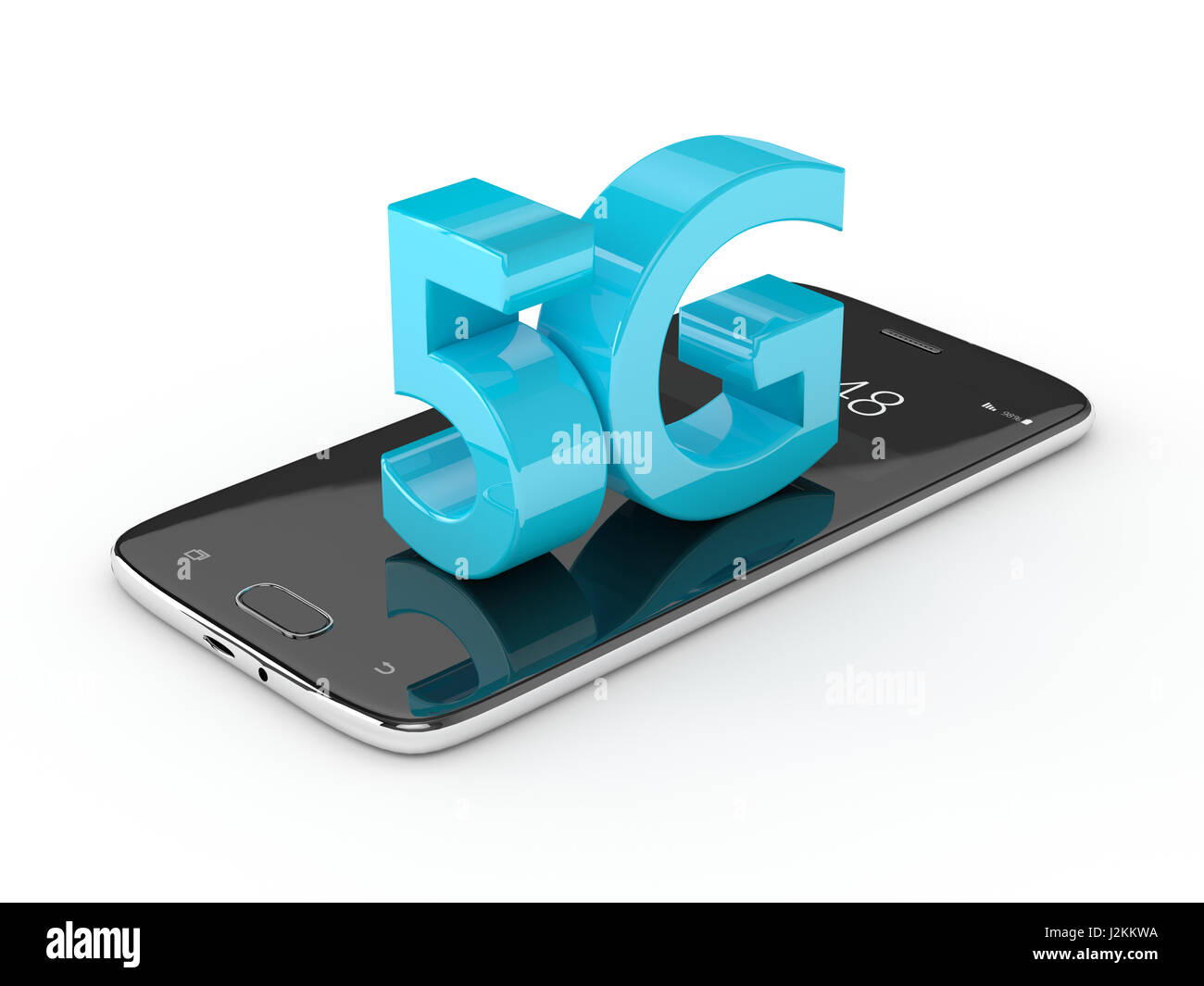 3D render of 5G sign on mobile phone isolated over white background ...