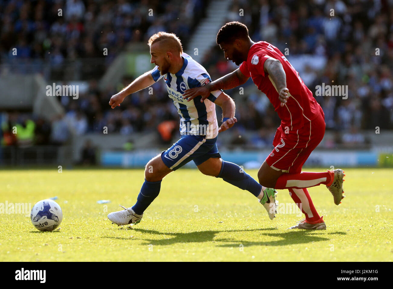 Brighton & Hove Albion's Jiri Skalak and Bristol City's Mark Little ...