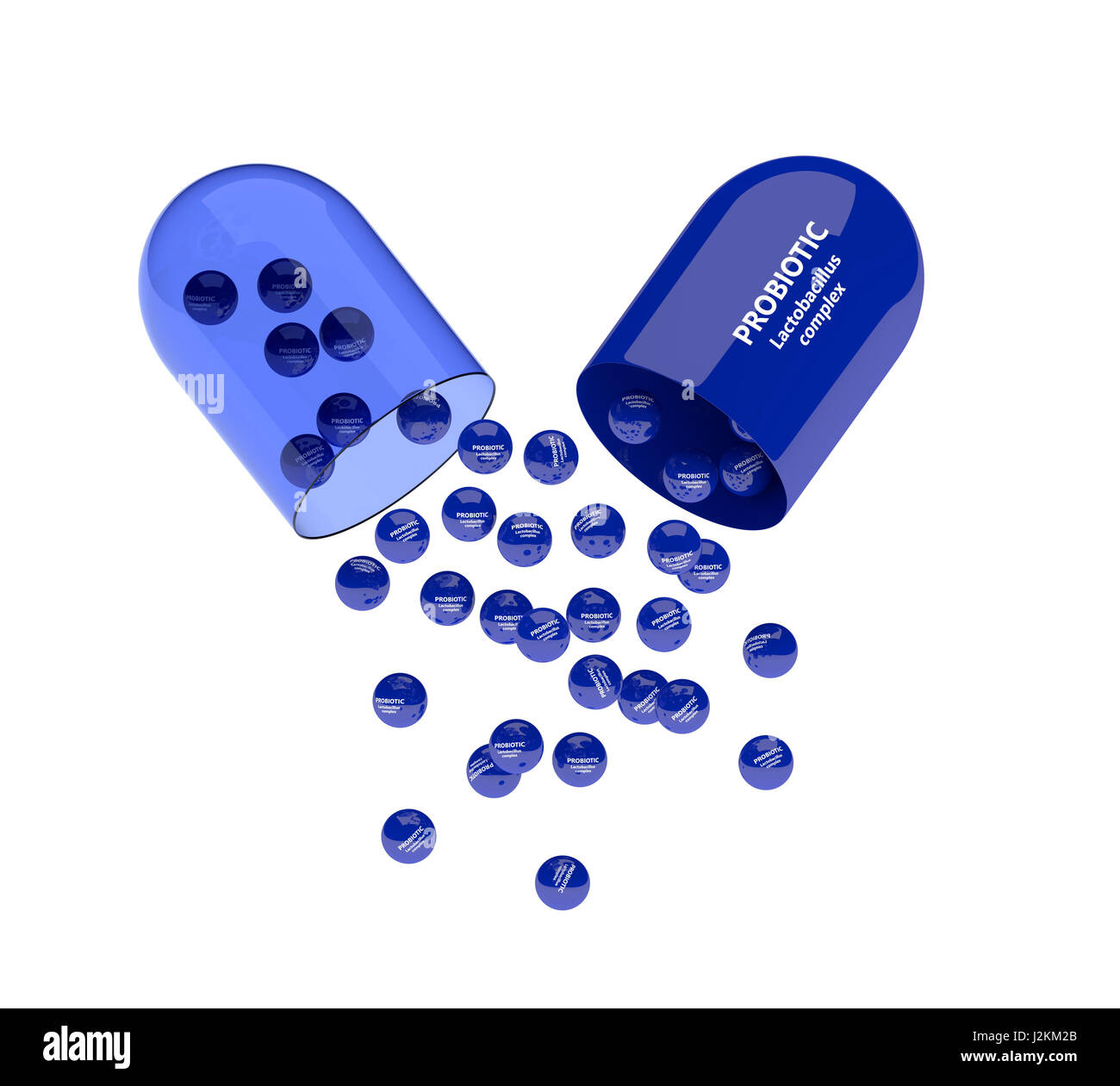 3d render of probiotic pill with granules isolated over white ...