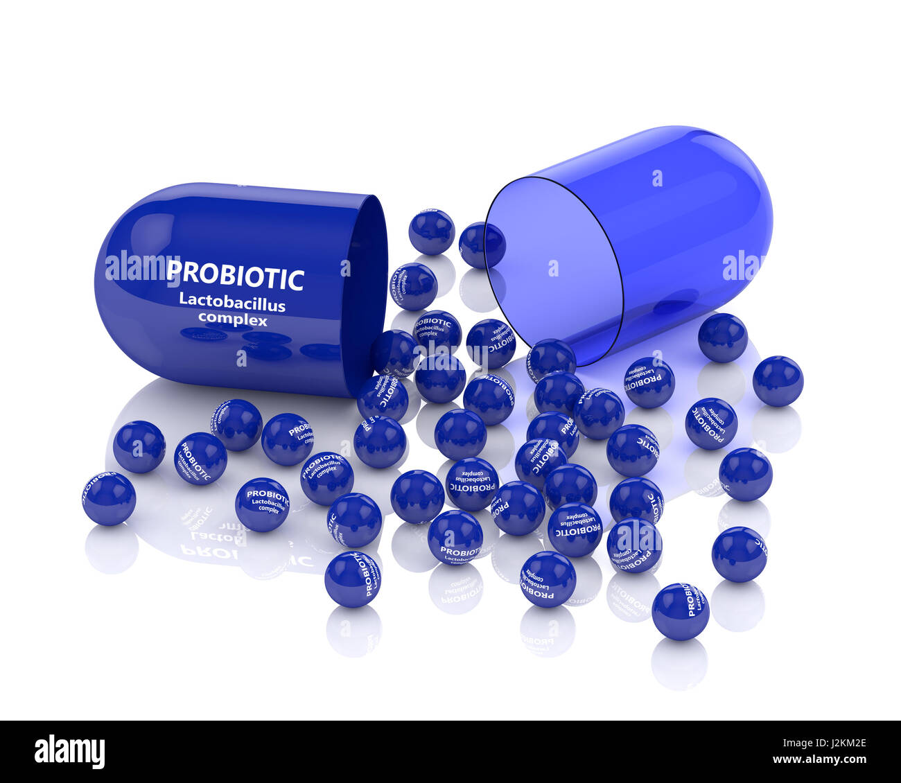 3d render of probiotic pill with granules isolated over white ...