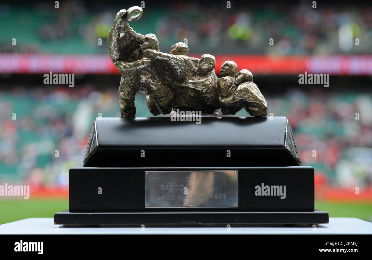 The Babcock Trophy before the match at Twickenham Stadium, London Stock ...