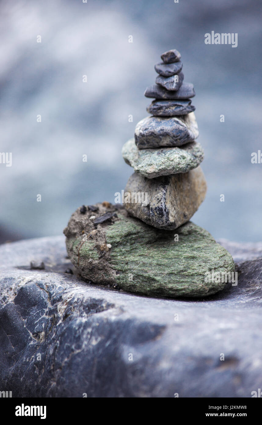 Stone Cairns in the Alps Stock Photo - Alamy