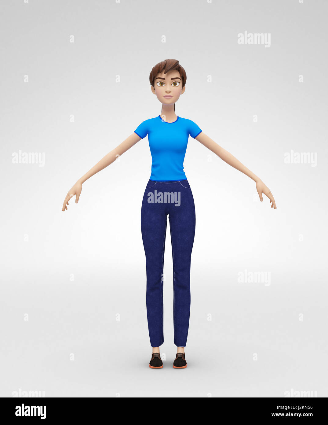 Static Jenny 3d Cartoon Female Character Model Appears In Human