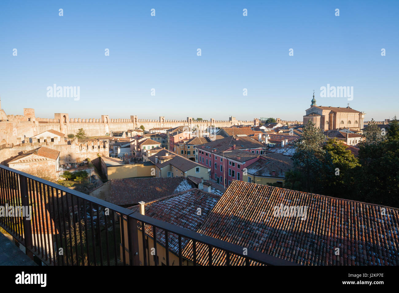 View of Cittadella, medieval walled city in Italy. Italian fortificated ...