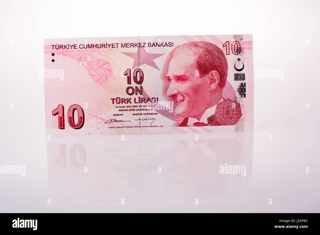 Turksh Lira banknotes of 10 Lira on white background Stock Photo - Alamy