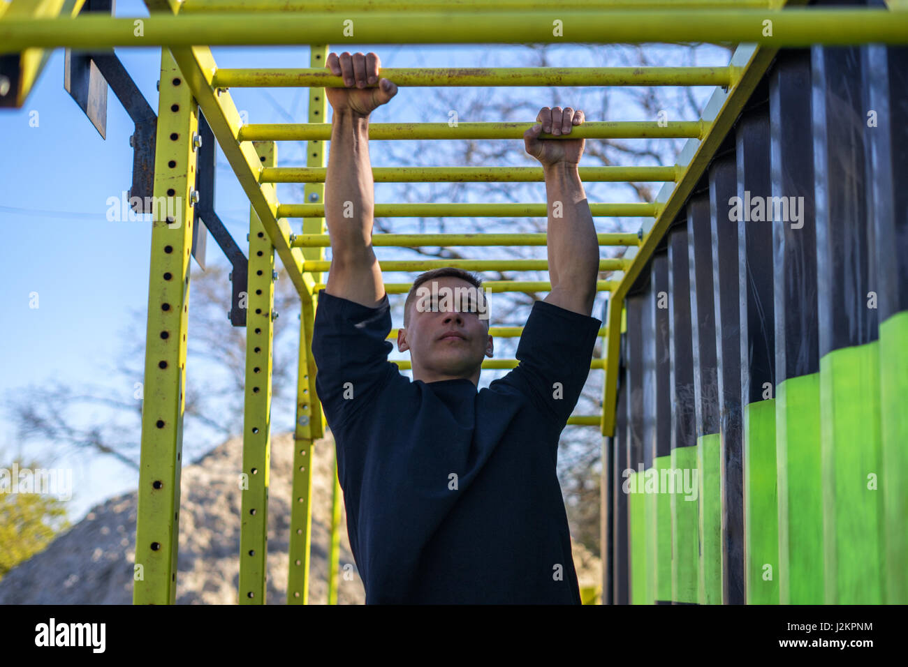 Monkey bars adult workout hi-res stock photography and images - Alamy