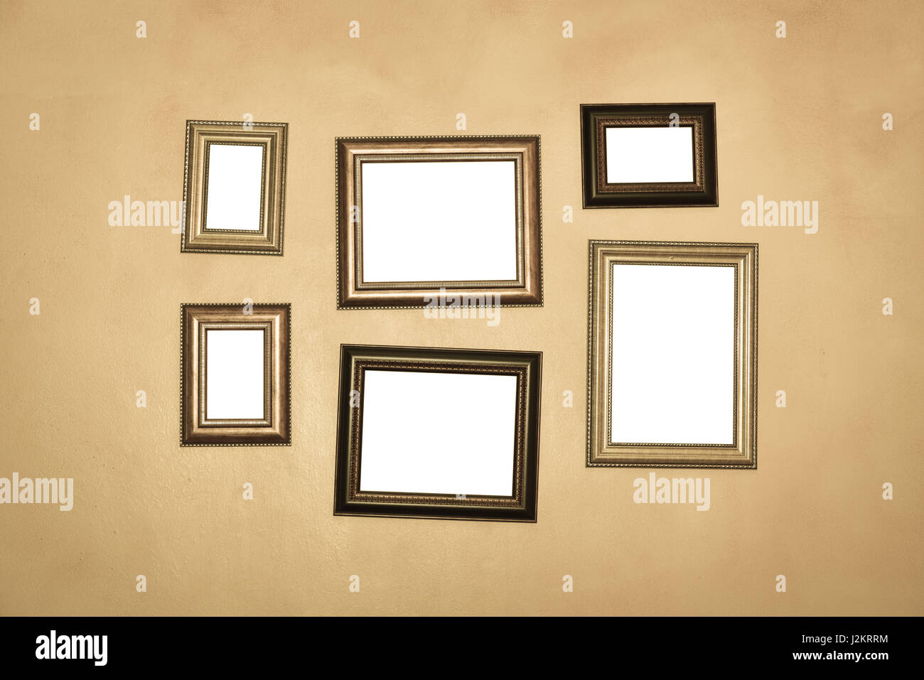 Vintage traditional realistic frames set on dark wall Stock Photo - Alamy