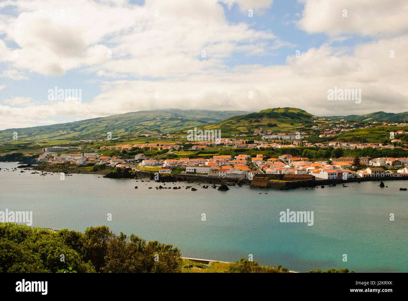 View to Horta with bay, Faial island, Azores Stock Photo - Alamy