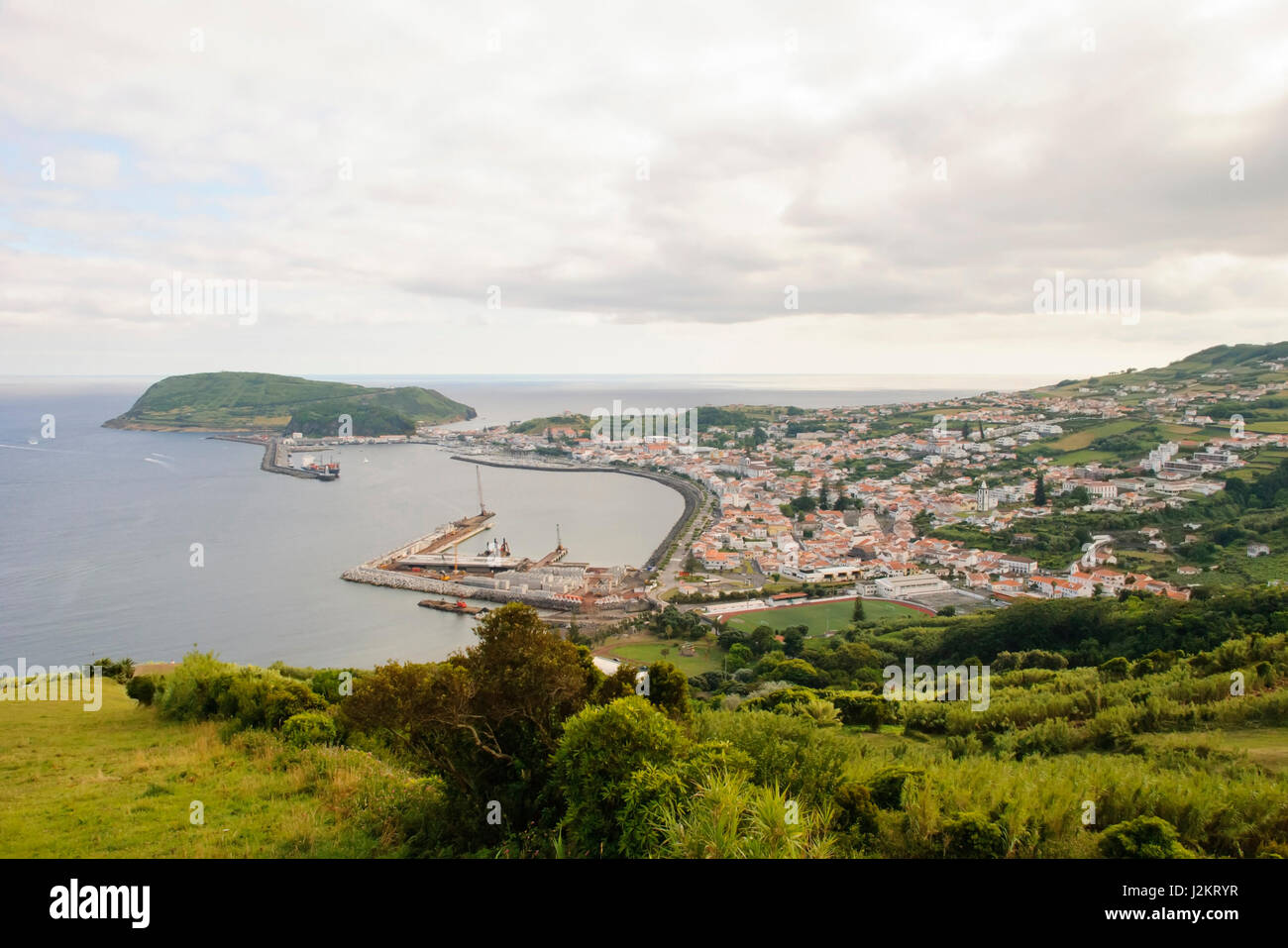 View to Horta with bay, Faial island, Azores Stock Photo - Alamy