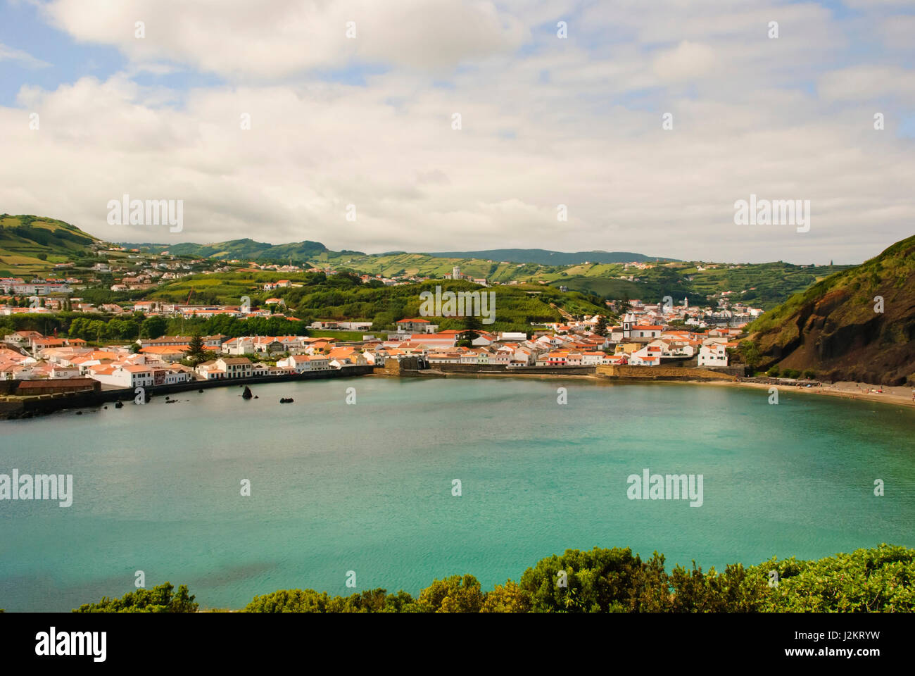 View to Horta with bay, Faial island, Azores Stock Photo - Alamy