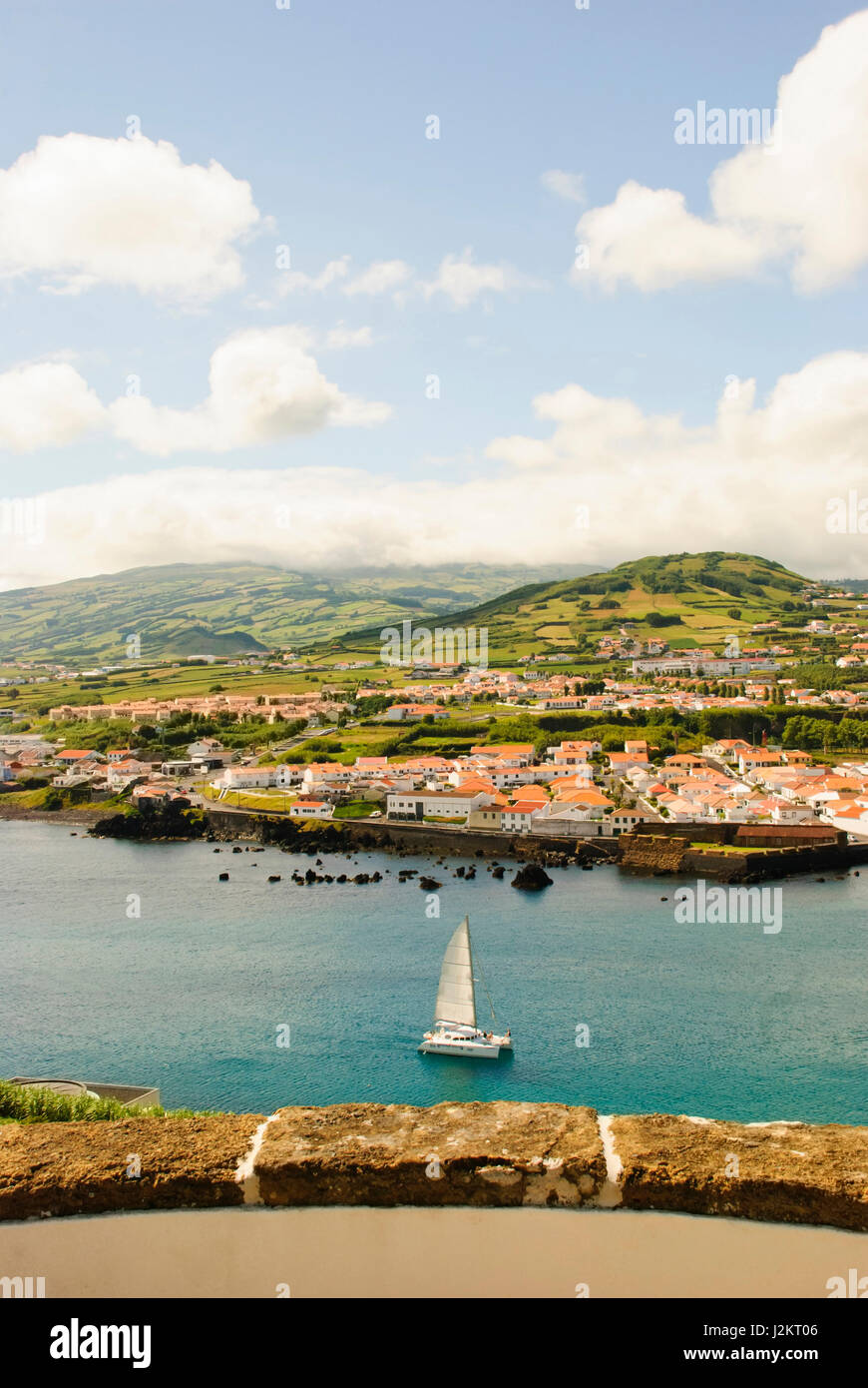 View to Horta with bay, Faial island, Azores Stock Photo - Alamy