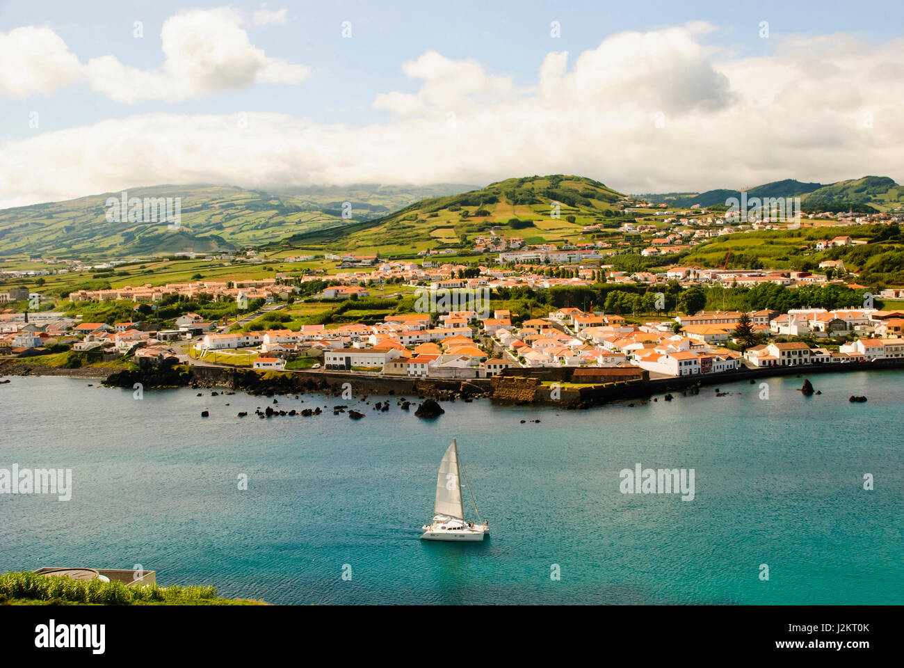 View to Horta with bay, Faial island, Azores Stock Photo - Alamy