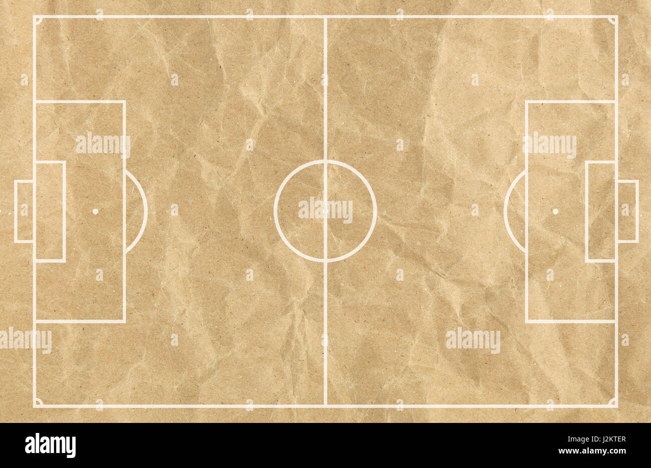 Soccer (Football) field with white line on old recycled paper Stock ...