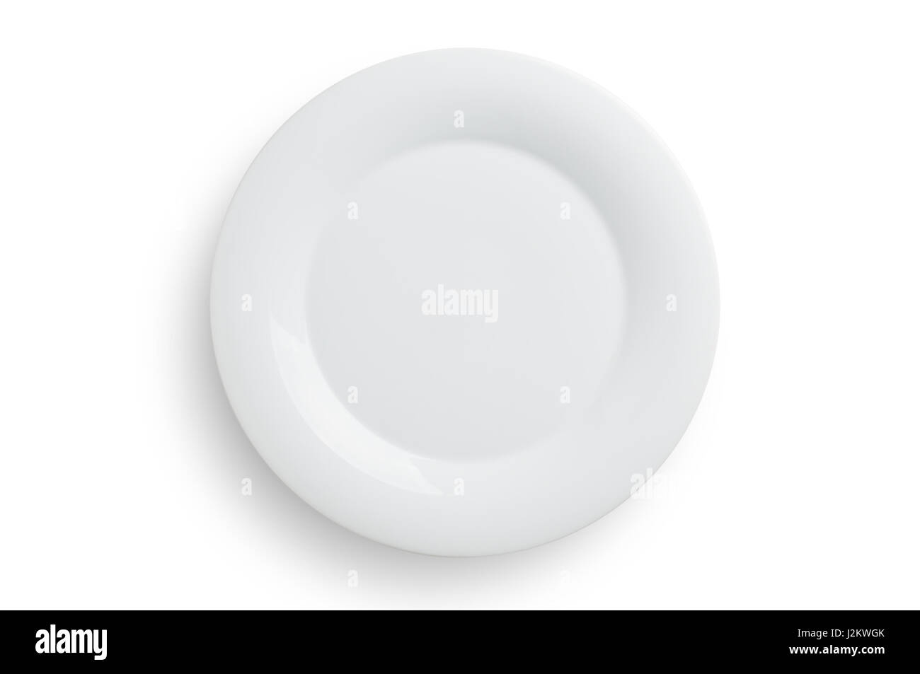 Empty white round plate on white background, clipping path included ...