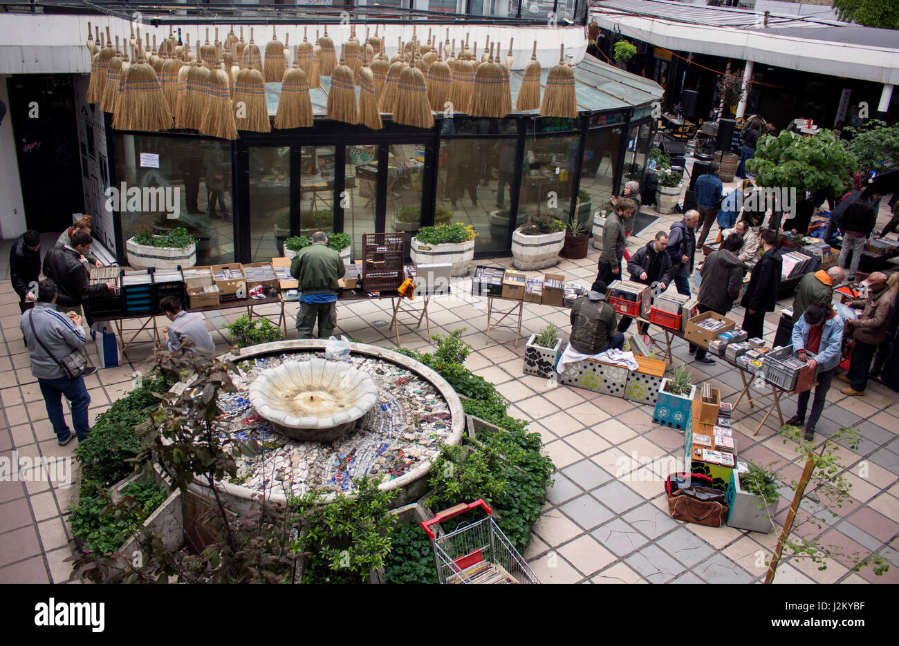 View on vinyl records, CD and LP bazaar in Belgrade design district ...