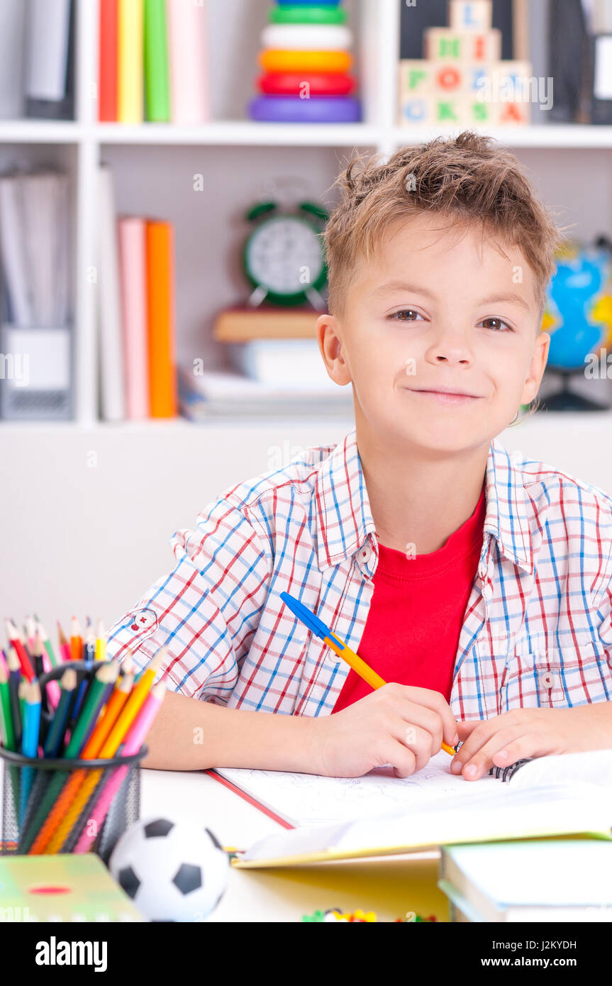 Boy student doing work school hi-res stock photography and images - Alamy