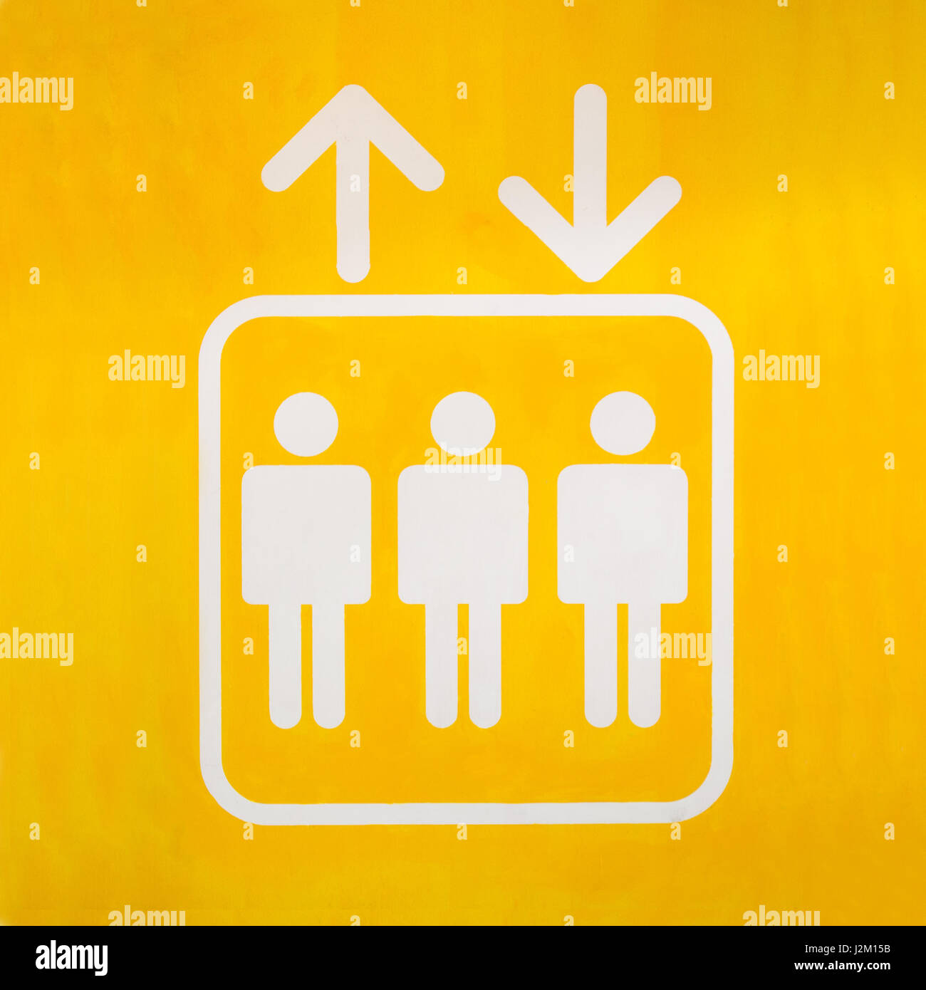lift sign on yellow background Stock Photo - Alamy