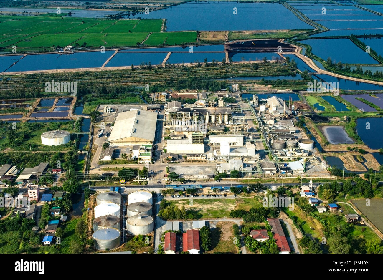 Farming countryside industrial development aerial photo Stock Photo - Alamy