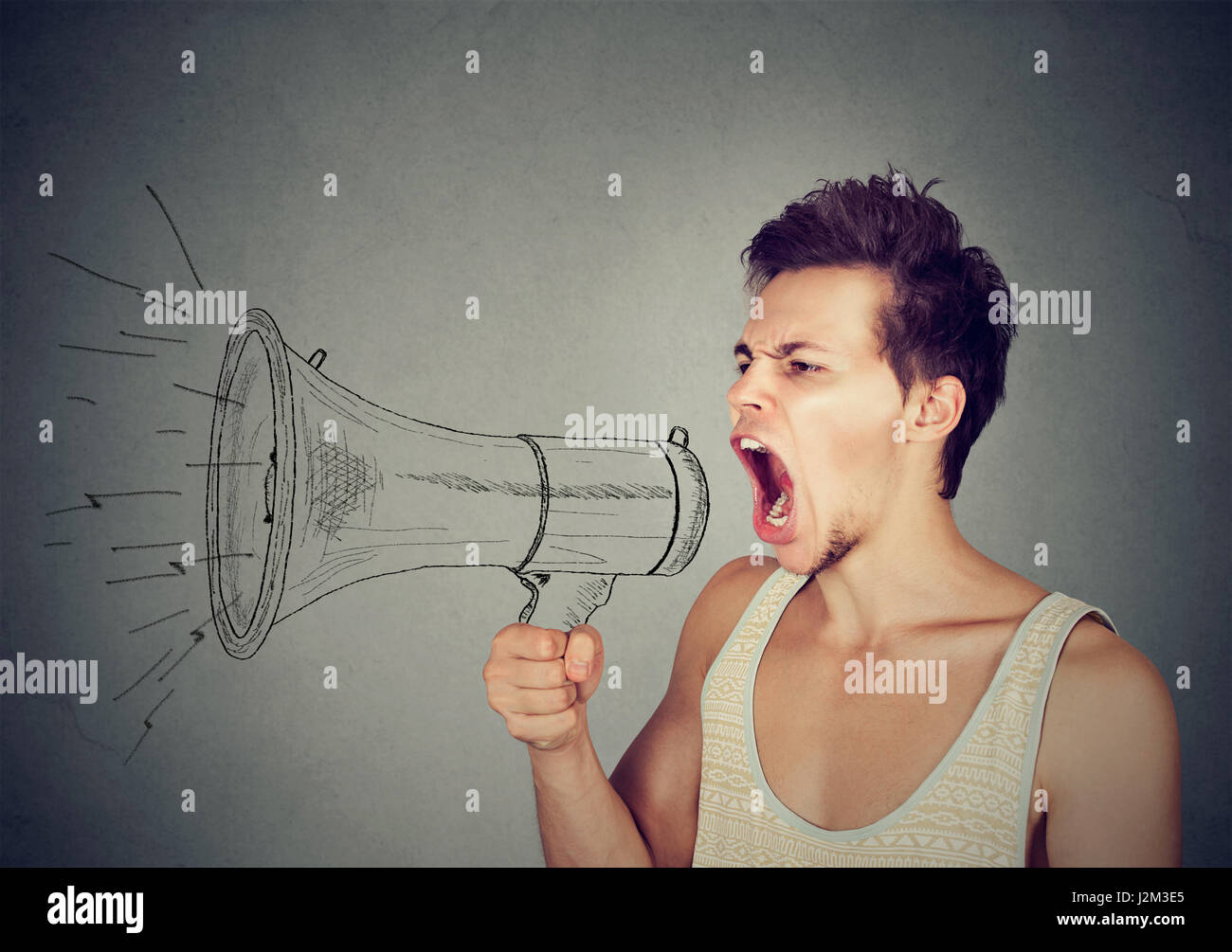 Concept screaming face to face profile hi-res stock photography and ...