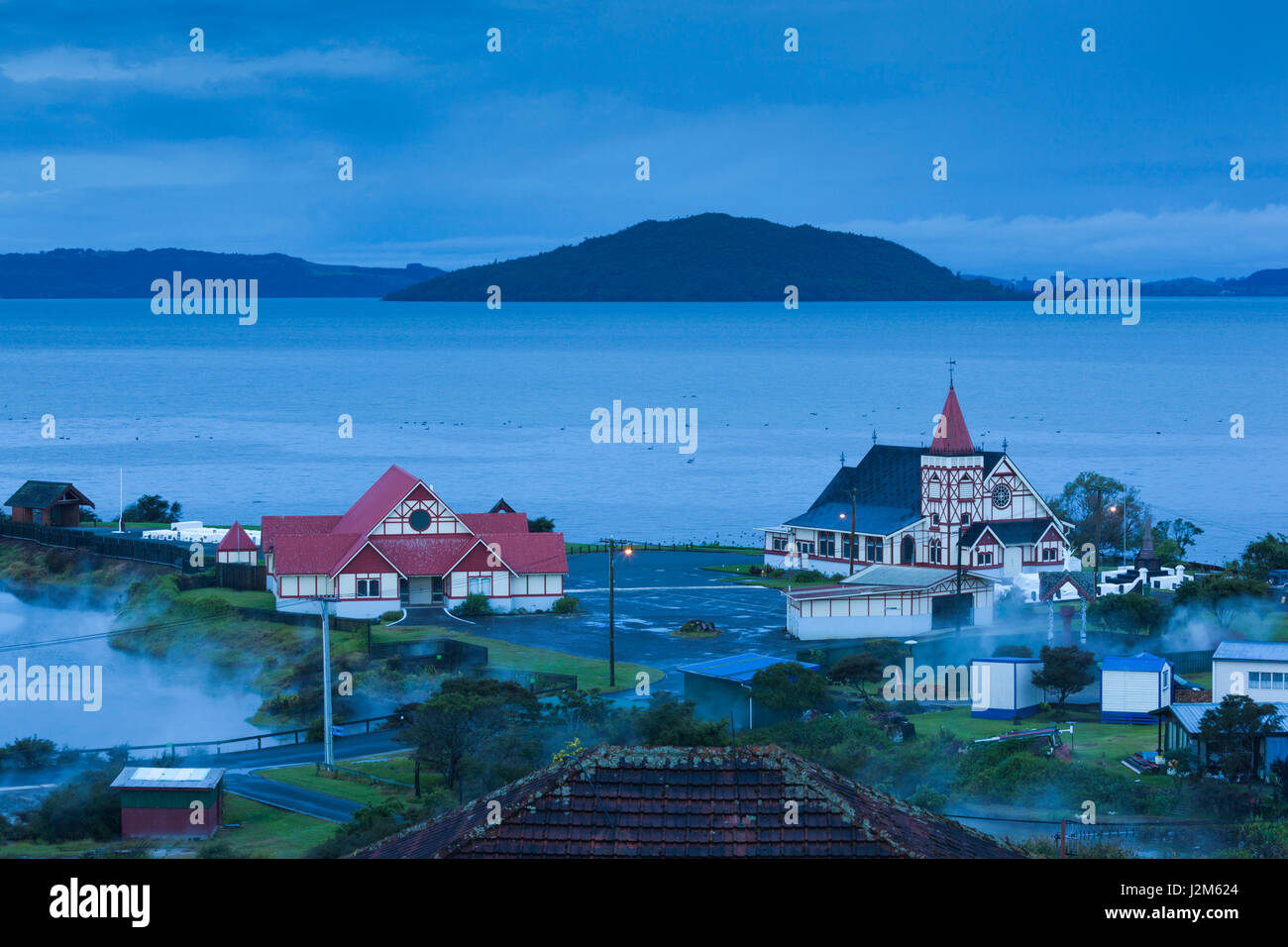 New Zealand, North Island, Rotorua, Ohinemutu, Maori village, St. Faith ...