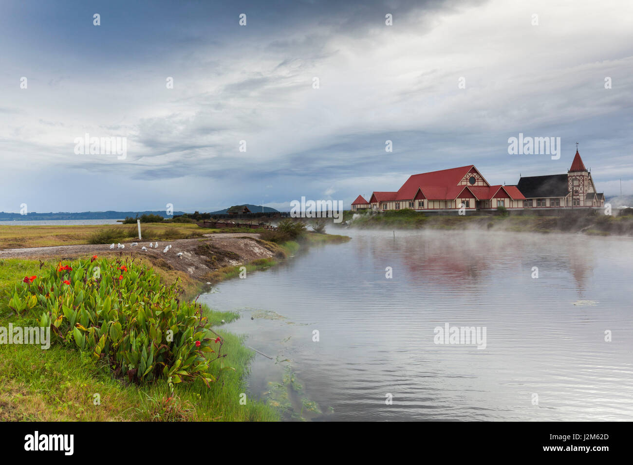 New Zealand, North Island, Rotorua, Ohinemutu, Maori village, St. Faith ...