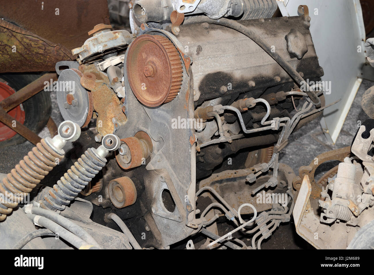 Old rusted engine ready for dismantling process Stock Photo - Alamy