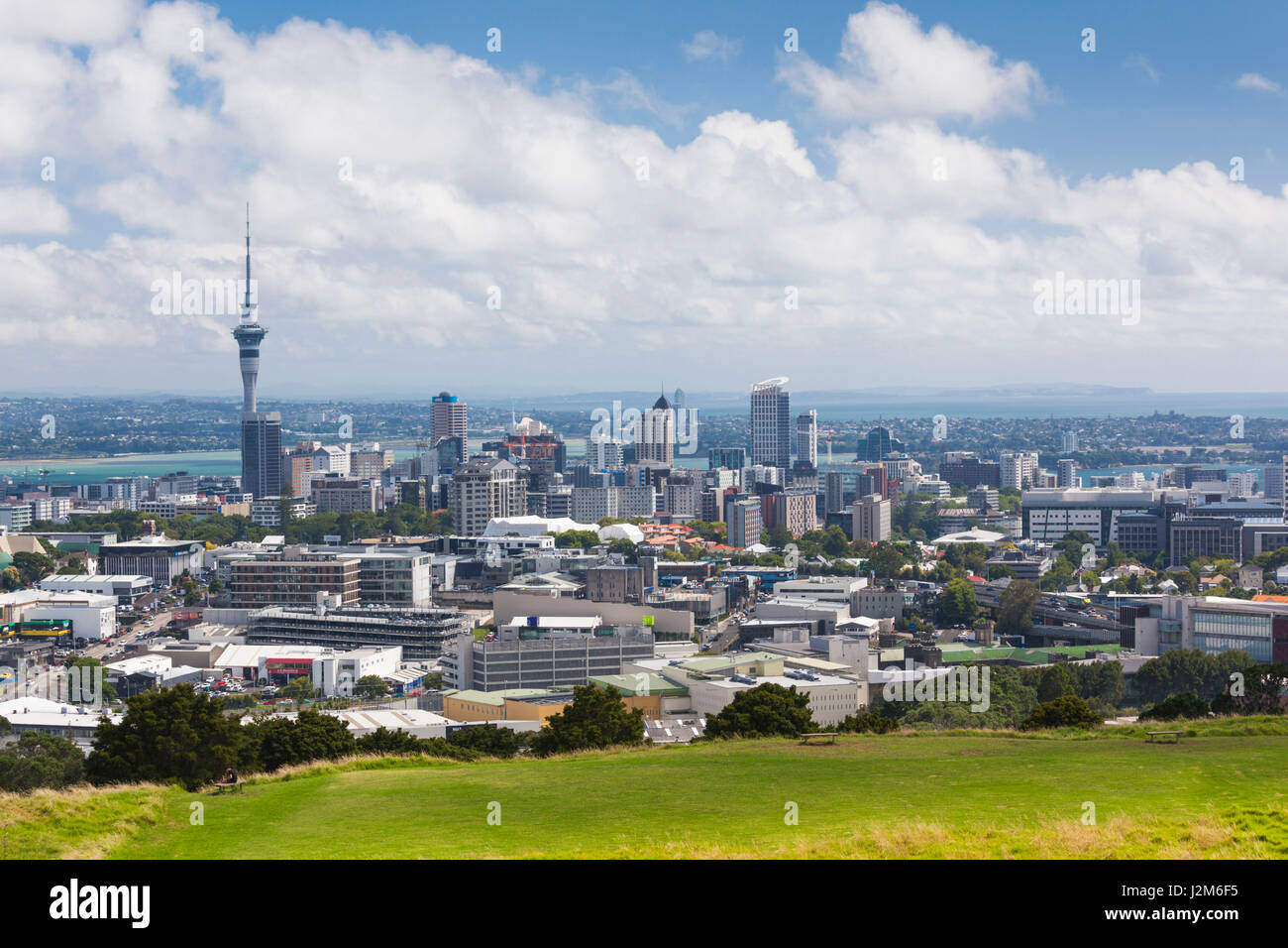 New Zealand, North Island, Auckland, elevated skyline from Mt. Eden volcano cone Stock Photo - Alamy