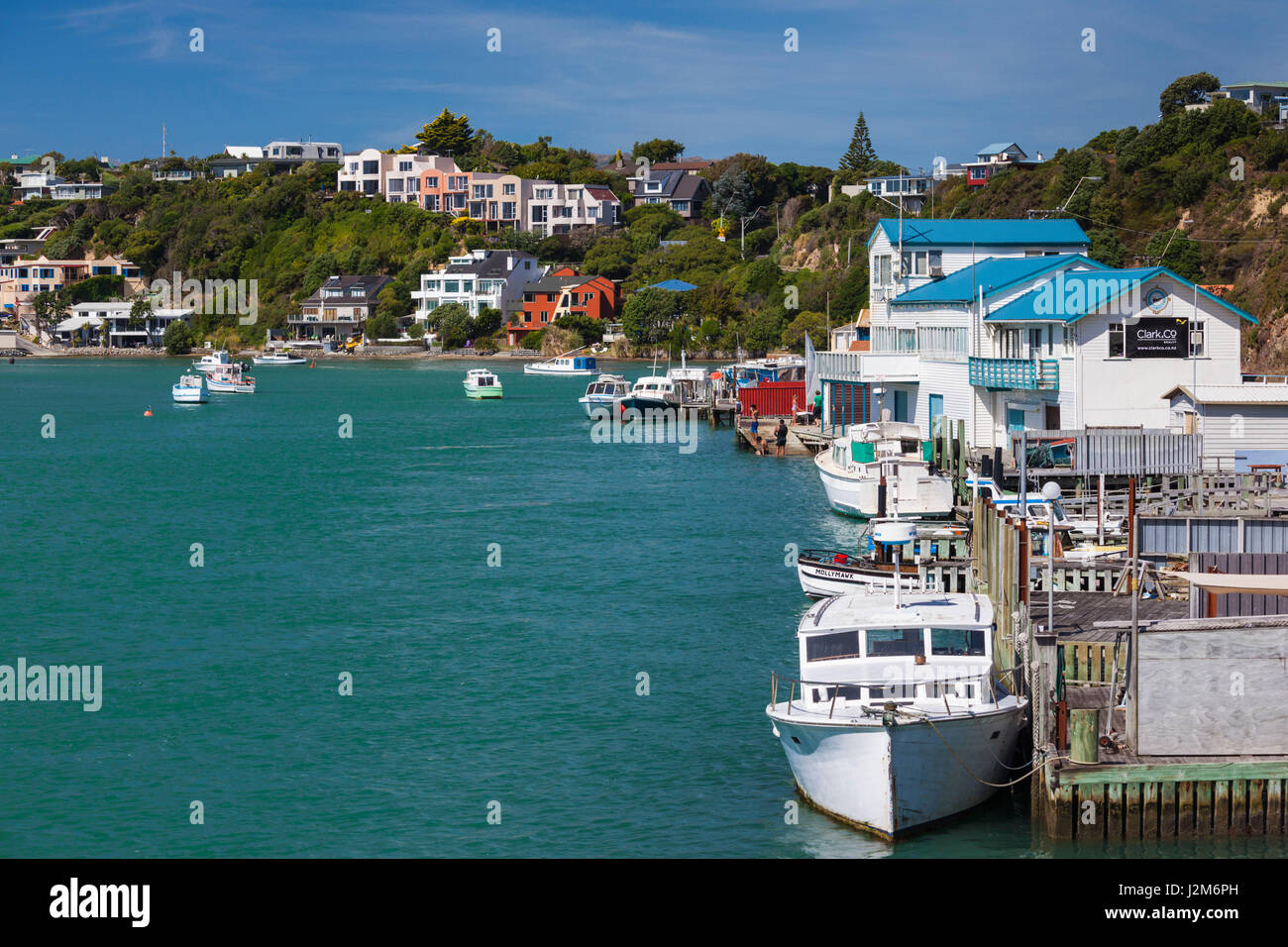 New Zealand, North Island, Paremata, houses along Porirua Harbour Stock ...