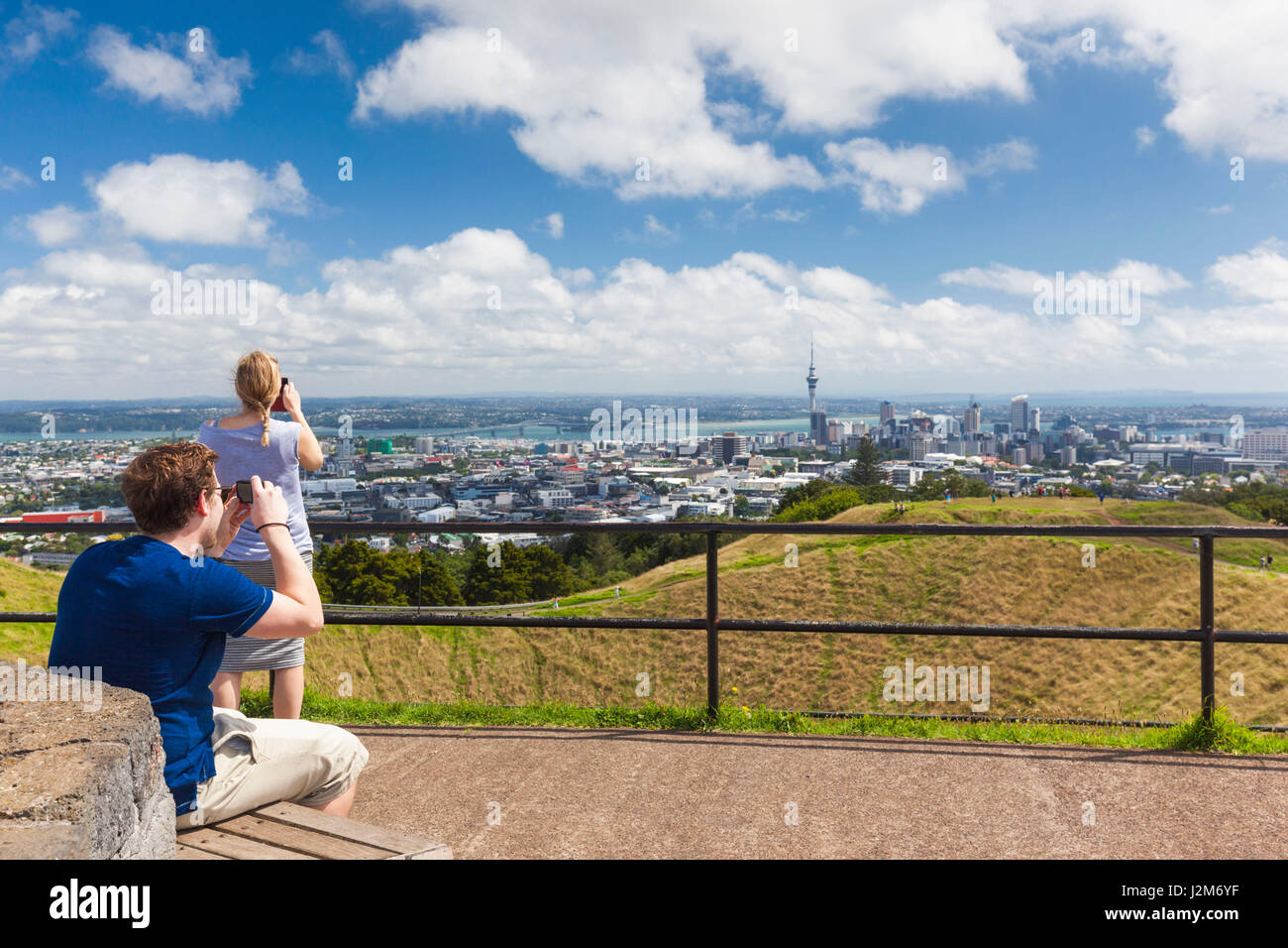 New Zealand, North Island, Auckland, elevated skyline from Mt. Eden volcano cone Stock Photo - Alamy