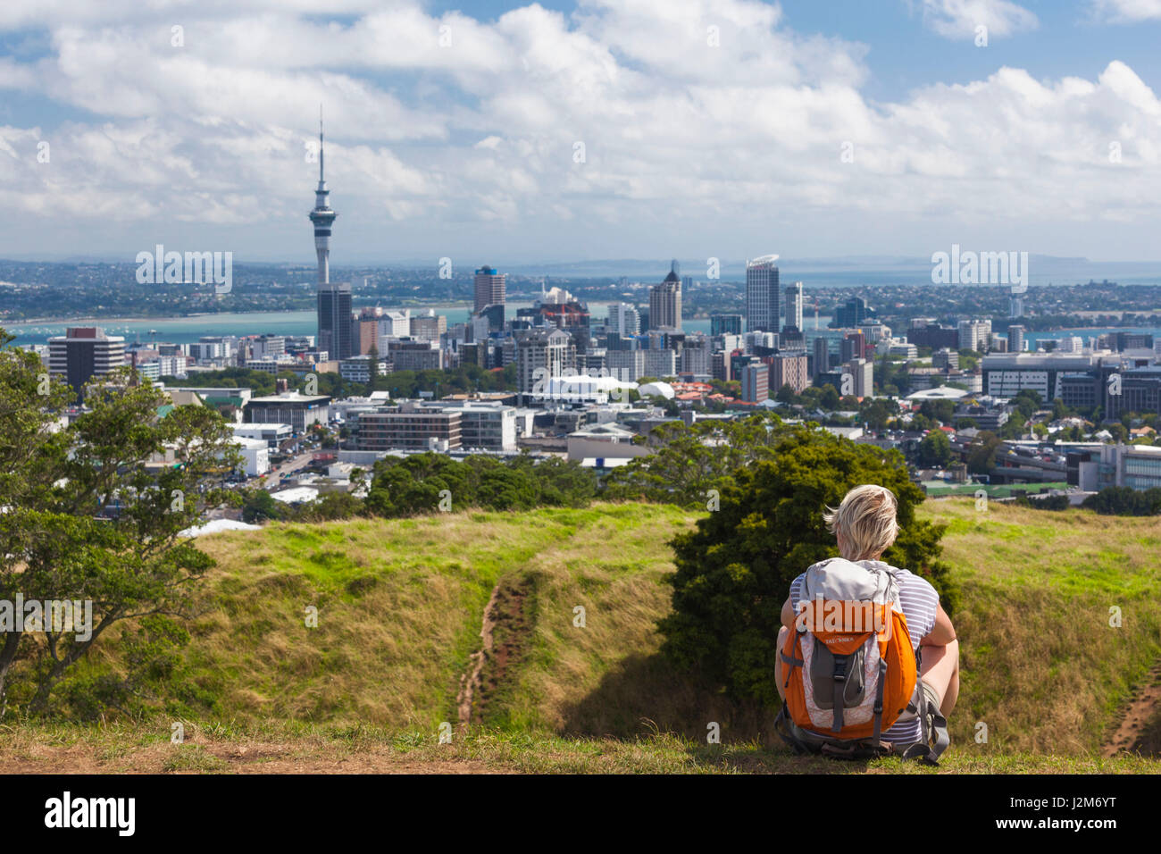 New Zealand, North Island, Auckland, elevated skyline from Mt. Eden volcano cone Stock Photo - Alamy