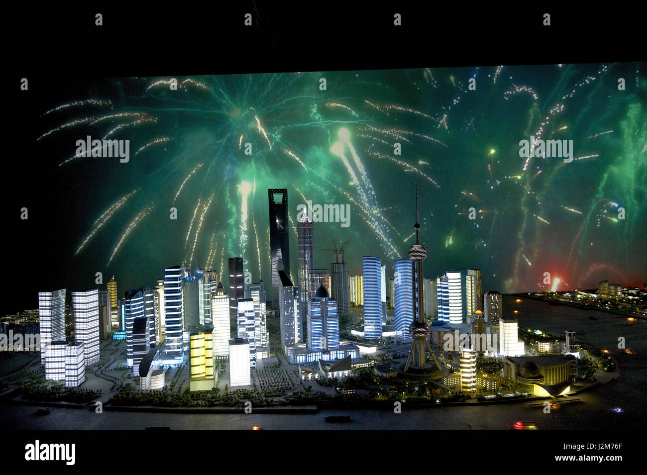 China, Shanghai, model of Shanghai int the Tower World Financial Center ...