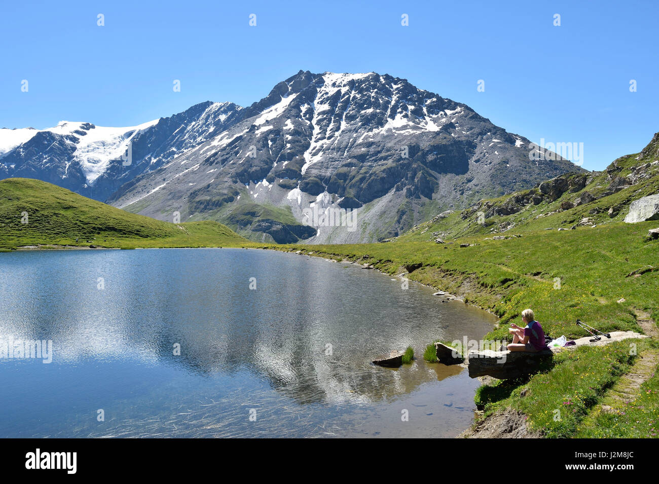 France, Savoie, Sainte Foy Tarentaise, Haute Tarentaise, The lake le ...