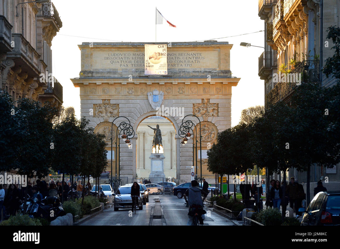 France, Herault, Montpellier, historic center, a triumphal arch from ...