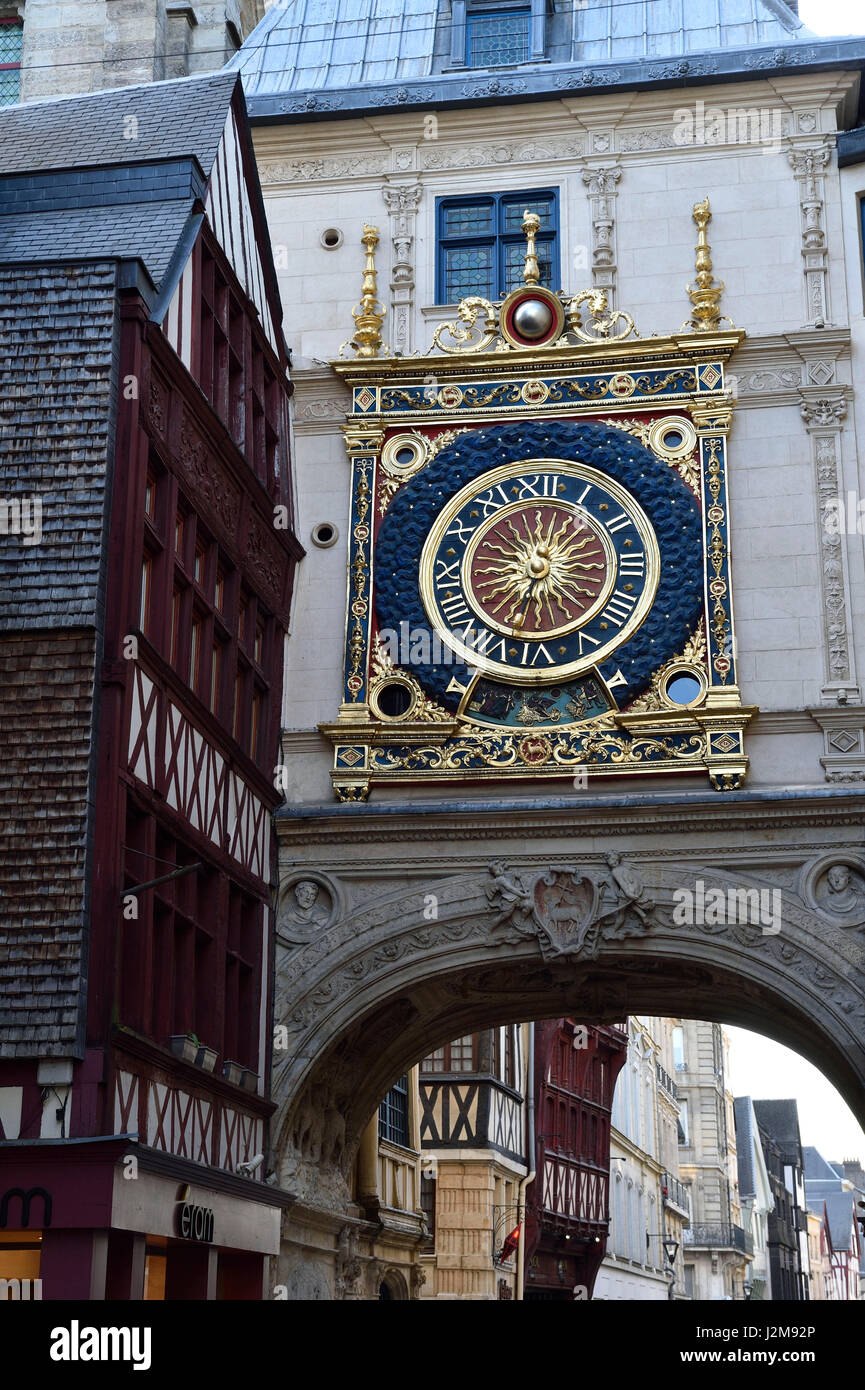 France, Seine Maritime, Rouen, the Gros Horloge is an astronomical ...