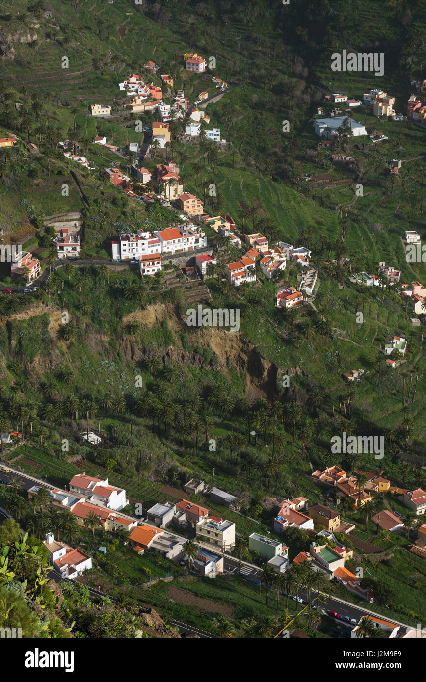Spain, Canary Islands, La Gomera, Valle Gran Rey, elevated valley view ...