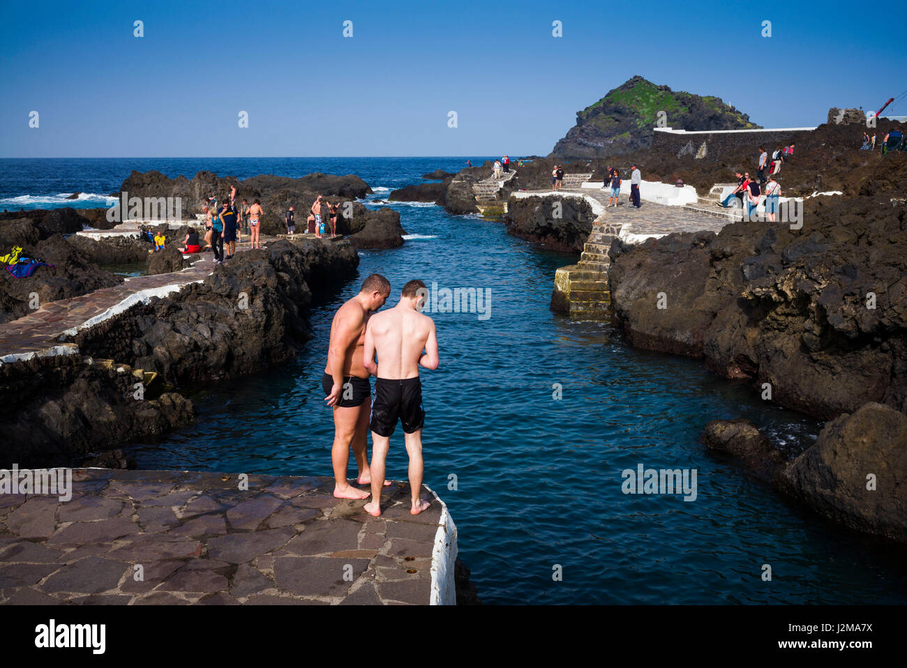 Spain, Canary Islands, Tenerife, Garachico, waterfront pools Stock ...