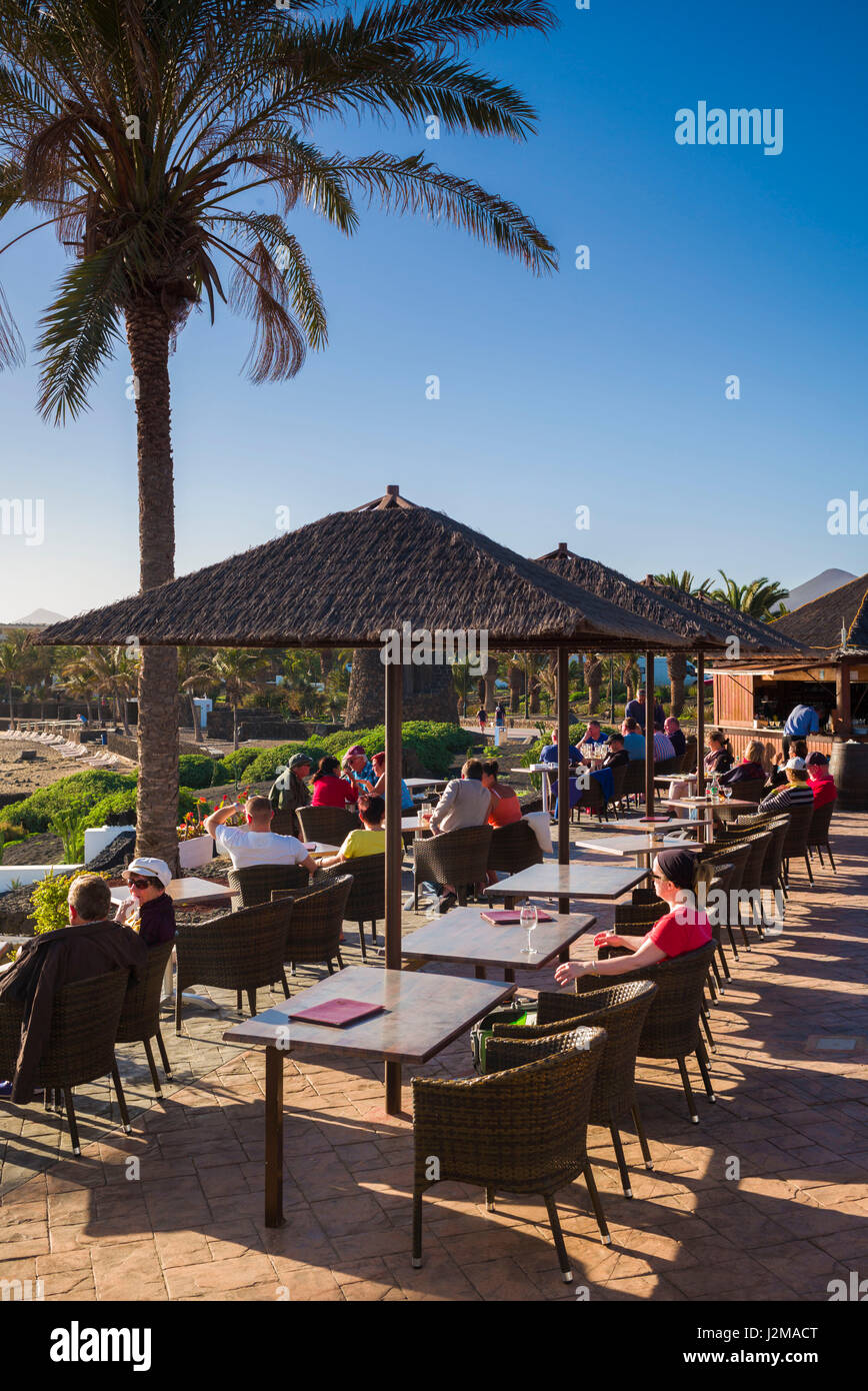 Spain, Canary Islands, Lanzarote, Costa Teguise, waterfront outdoor ...