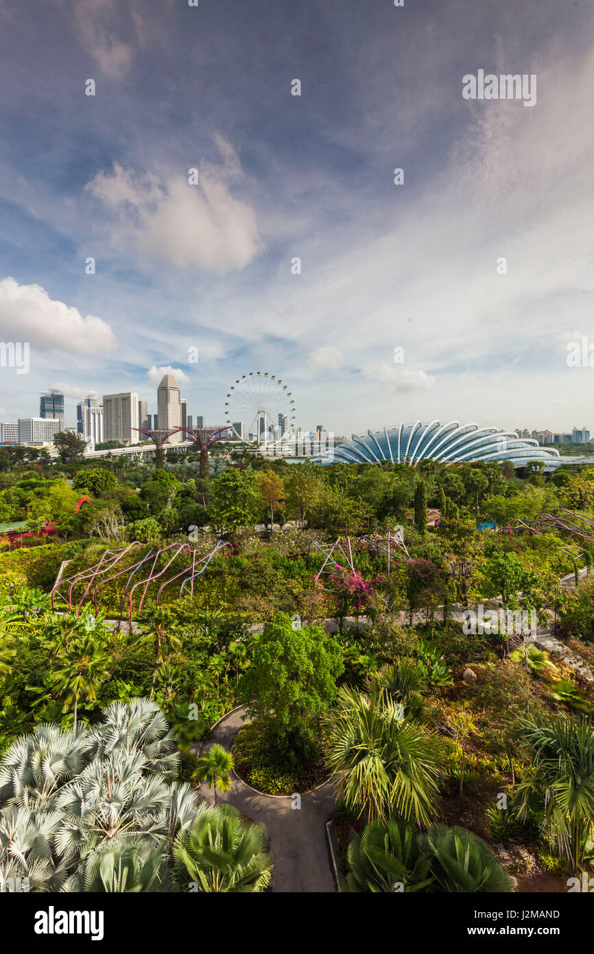 Singapore, Gardens By The Bay, Super Tree Grove, elevated walkway view ...
