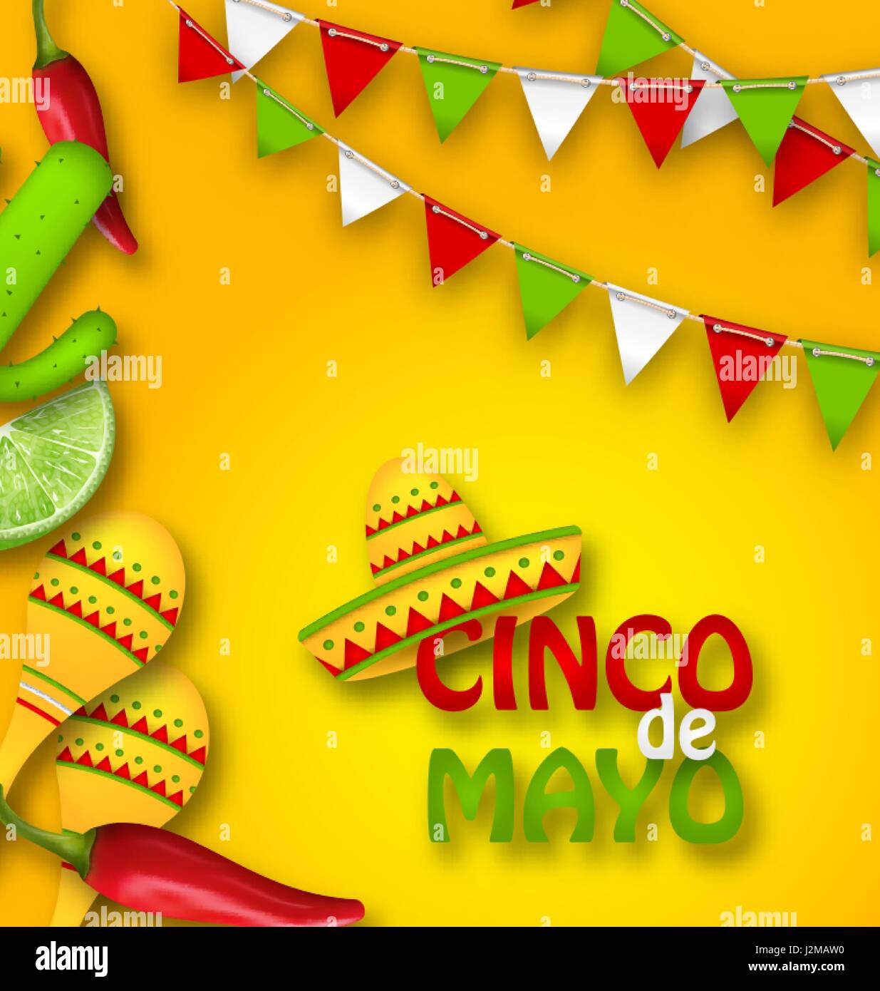 Holiday Celebration Banner for Cinco De Mayo with Chili Pepper ...