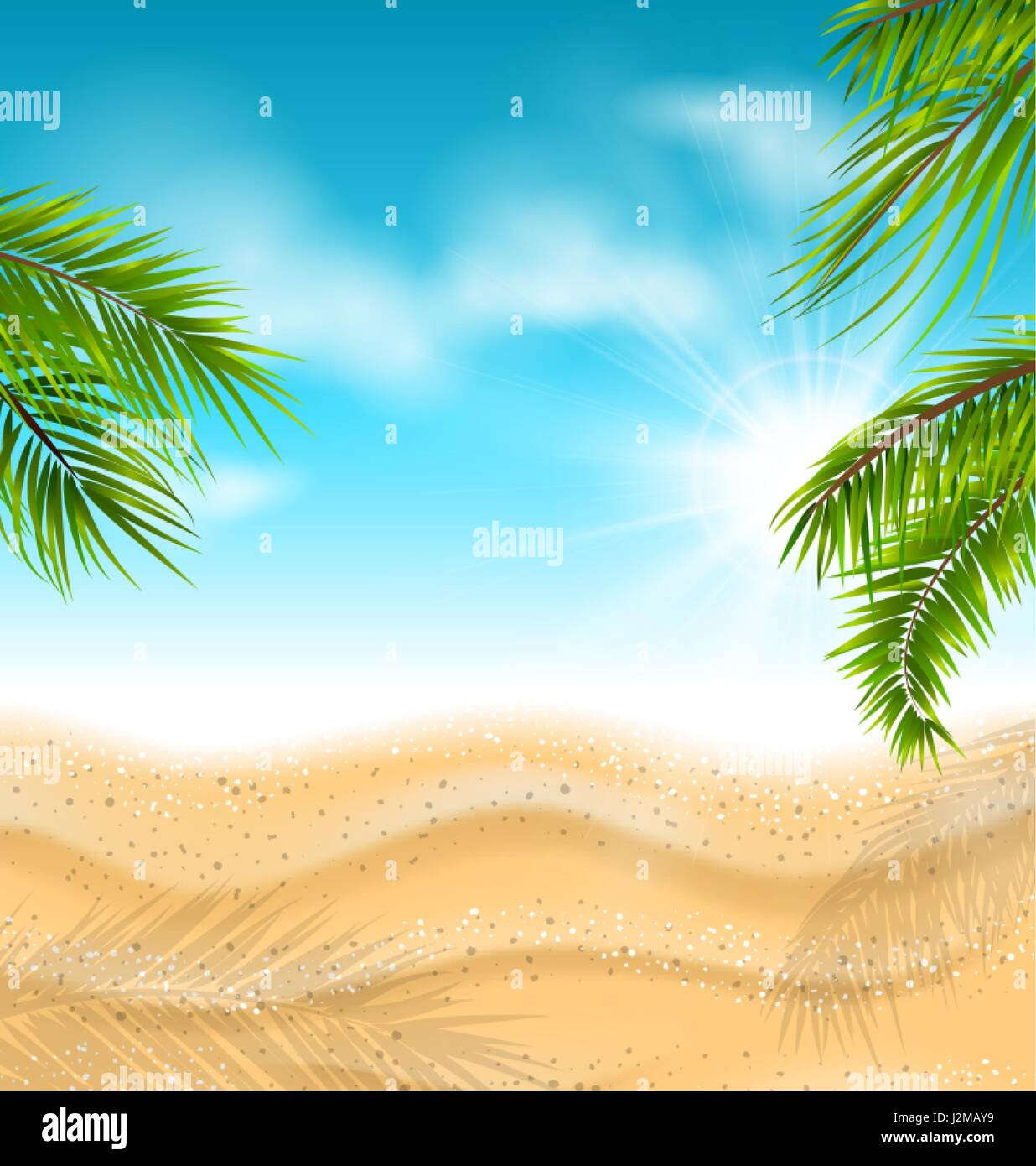 Palm leaves blue sky in Stock Vector Images - Alamy