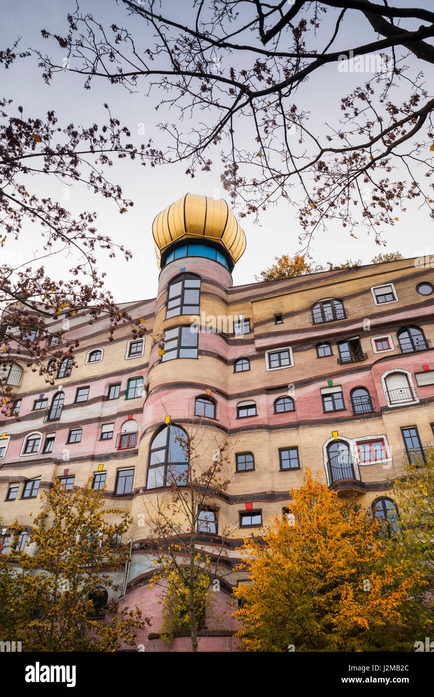 Germany, Hesse, Darmstadt, Waldspirale Residential Complex, designed by ...